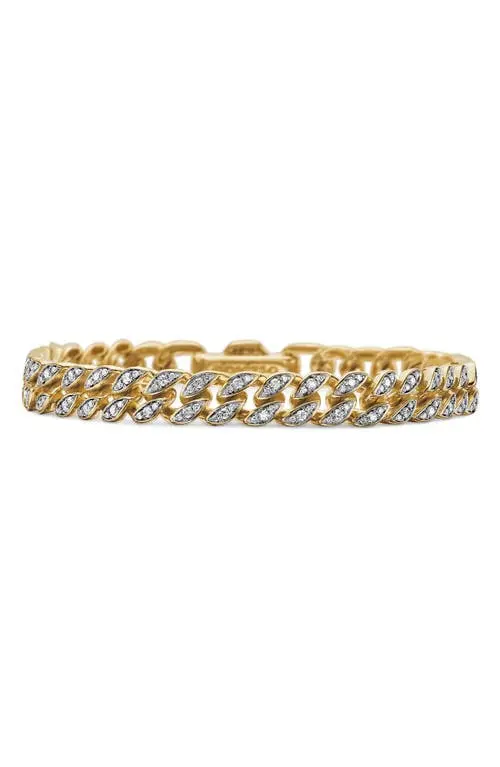 David Yurman 18k Gold Pavé Diamond Curb Chain Bracelet - Gold/diamond