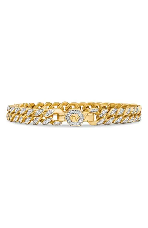 David Yurman 18k Gold Pavé Diamond Curb Chain Bracelet