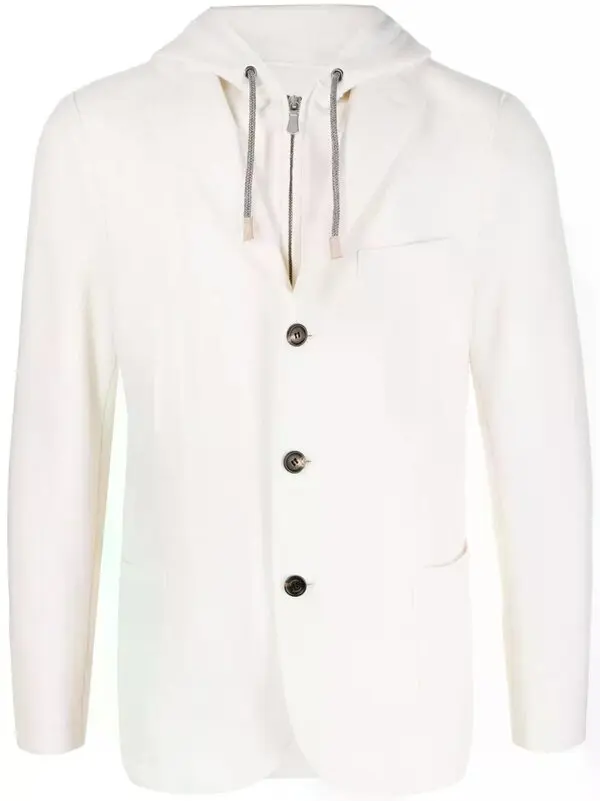 Eleventy Hooded Wool Blazer - White