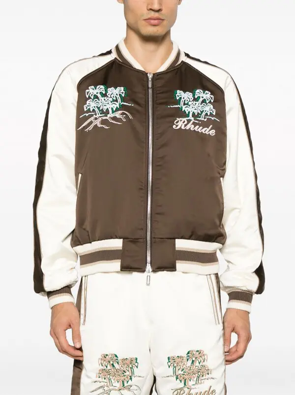 Rhude Souvenir Embroidered Bomber Jacket - Brown