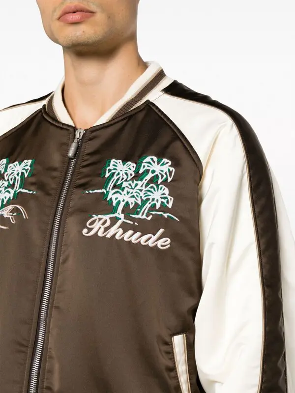 Rhude Souvenir Embroidered Bomber Jacket - Brown