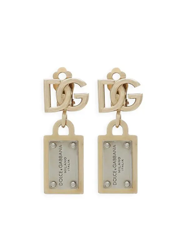 Dolce & Gabbana Logo-lettering Drop Earrings - Gold
