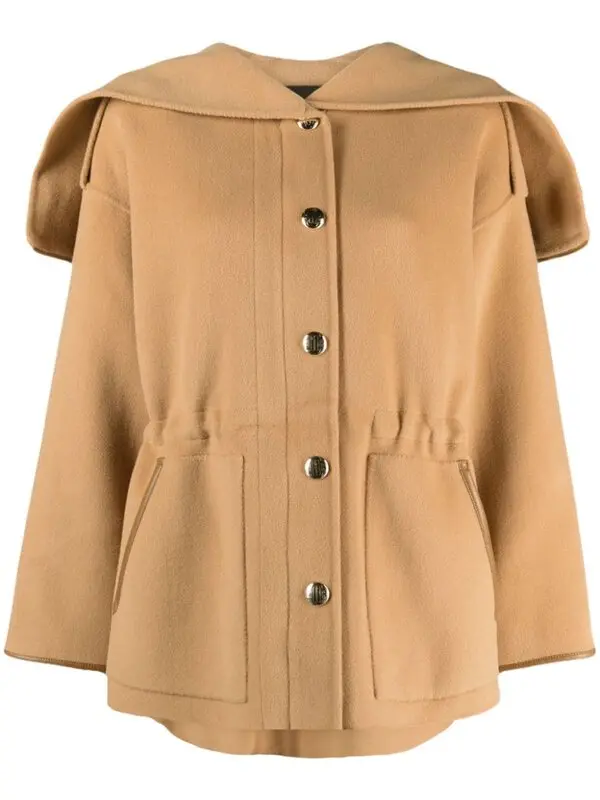 Maje Split-hood Double-breasted Coat - Brown