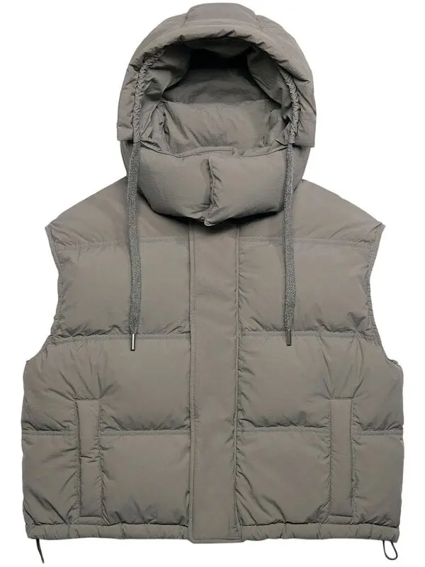 AMI Paris Hooded Padded Gilet - Grey