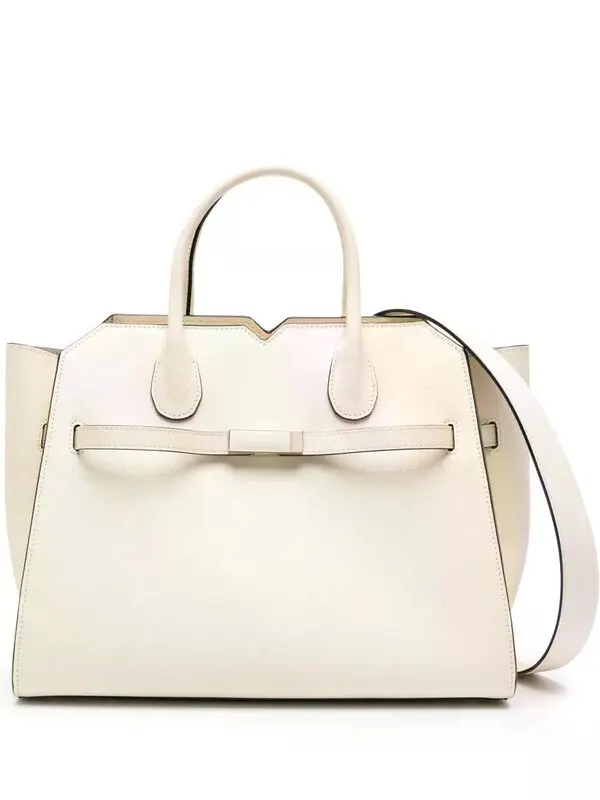 VALEXTRA Milano Medium Leather Tote Bag - Neutrals
