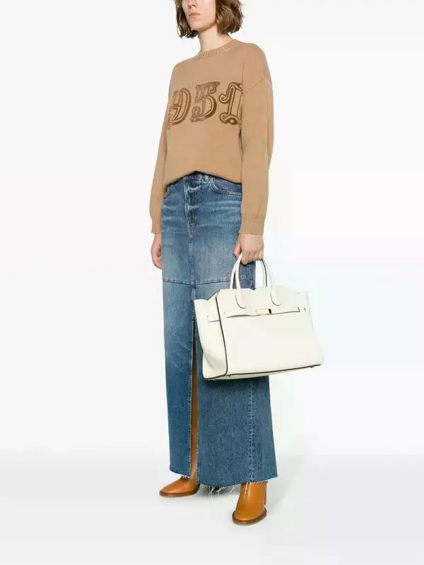 VALEXTRA Milano Medium Leather Tote Bag - Neutrals