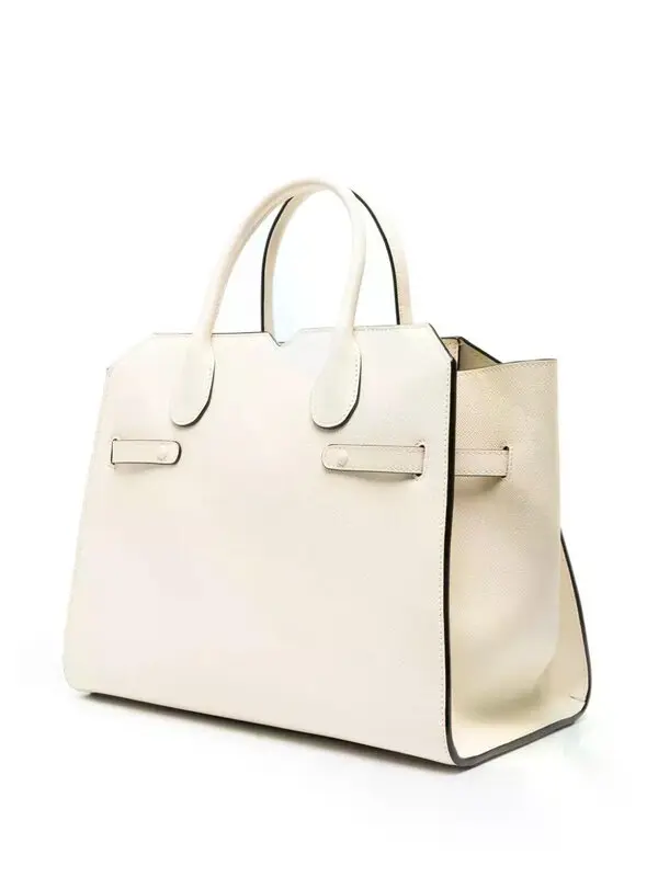 VALEXTRA Milano Medium Leather Tote Bag - Neutrals