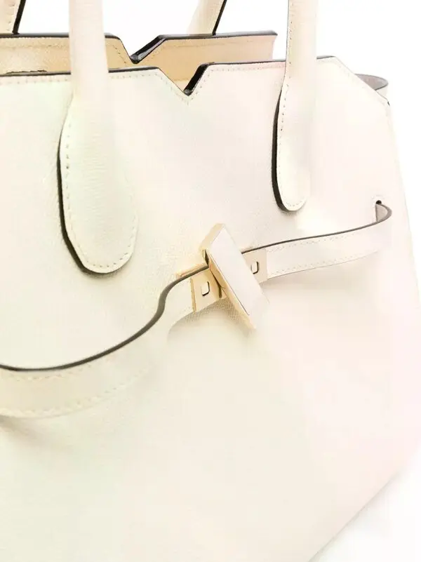 VALEXTRA Milano Medium Leather Tote Bag - Neutrals