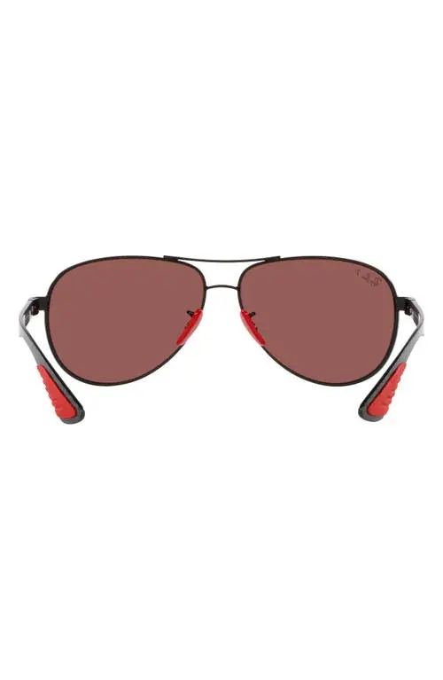Ray-ban X Scuderia Ferrari 61mm Polarized Pilot Sunglasses - Matte Black