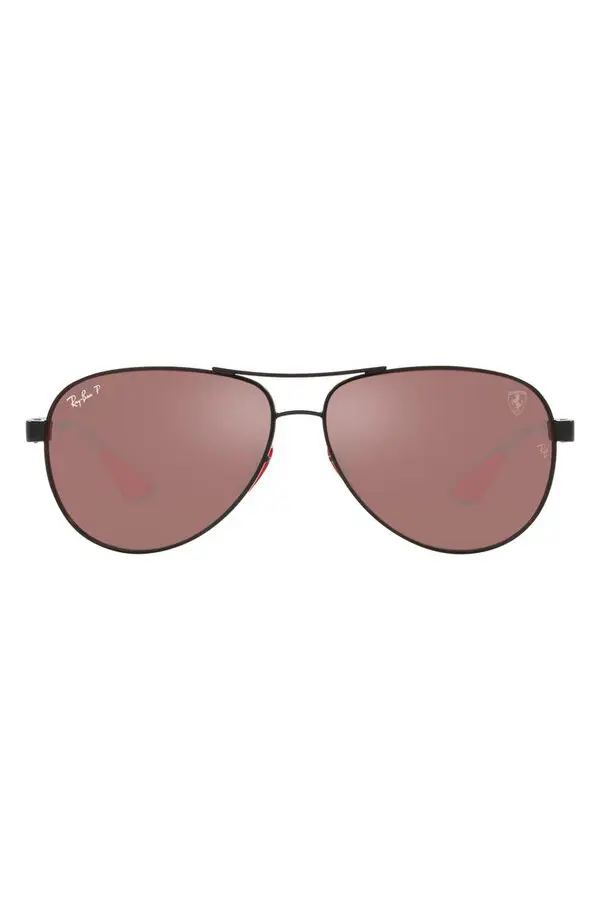 Ray-ban X Scuderia Ferrari 61mm Polarized Pilot Sunglasses - Matte Black