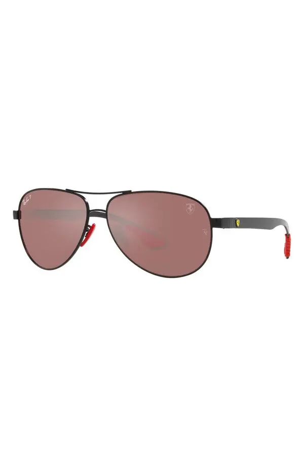 Ray-ban X Scuderia Ferrari 61mm Polarized Pilot Sunglasses - Matte Black