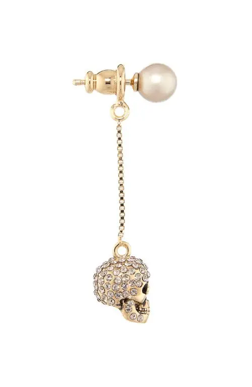 Alexander McQueen Pave Skull Drop Earrings - Coffee