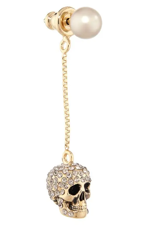 Alexander McQueen Pave Skull Drop Earrings - Coffee