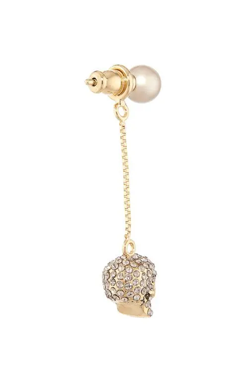 Alexander McQueen Pave Skull Drop Earrings - Coffee