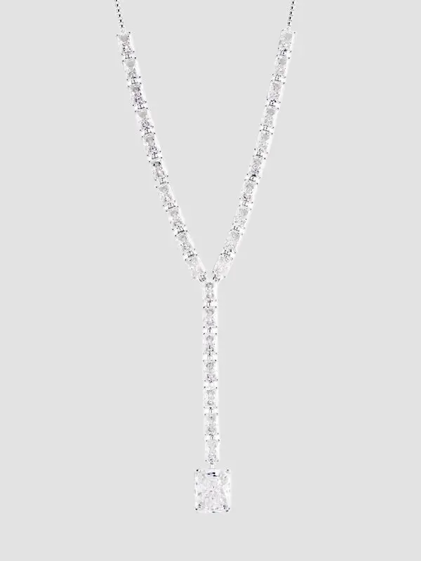 Adriana Orsini Naomi Rhodium-plated & Cubic Zirconia Y Necklace - Silver