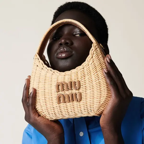 Miu Miu Wander Wicker Hobo Bag