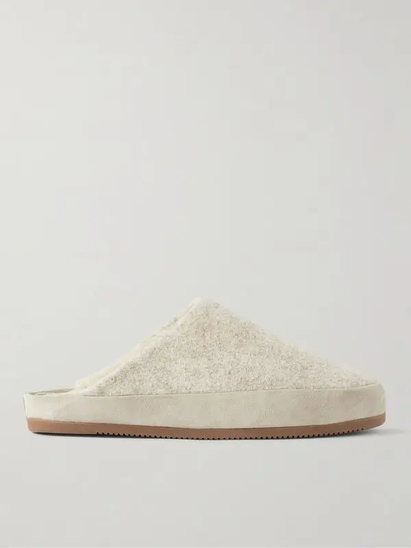 Mulo Suede-trimmed Shearling-lined Recycled Wool Slippers - White