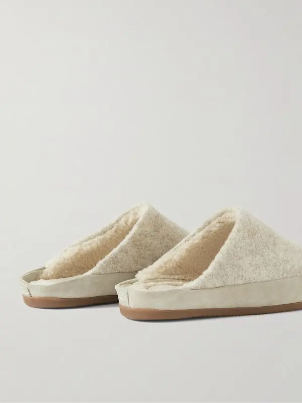 Mulo Suede-trimmed Shearling-lined Recycled Wool Slippers - White