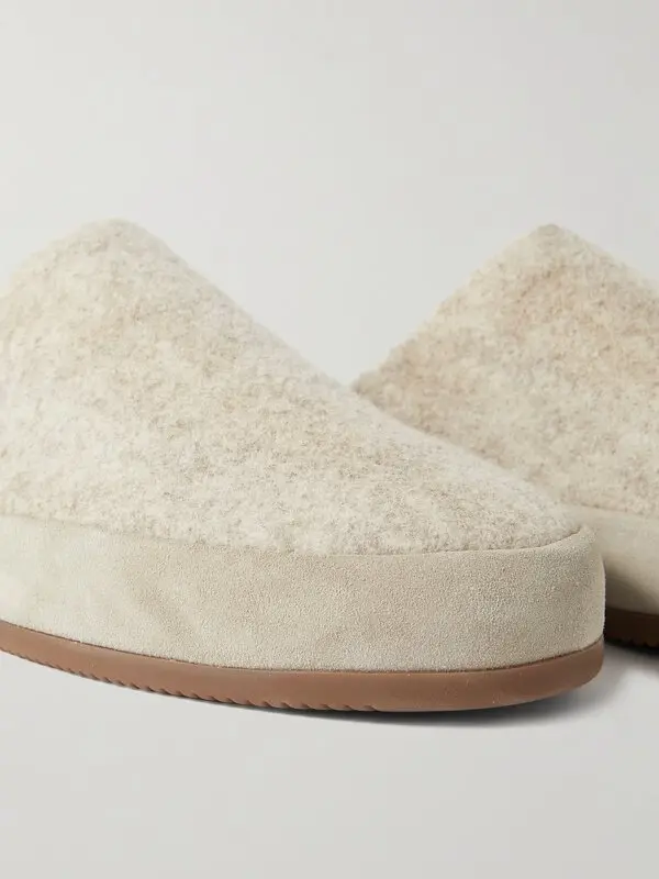 Mulo Suede-trimmed Shearling-lined Recycled Wool Slippers - White