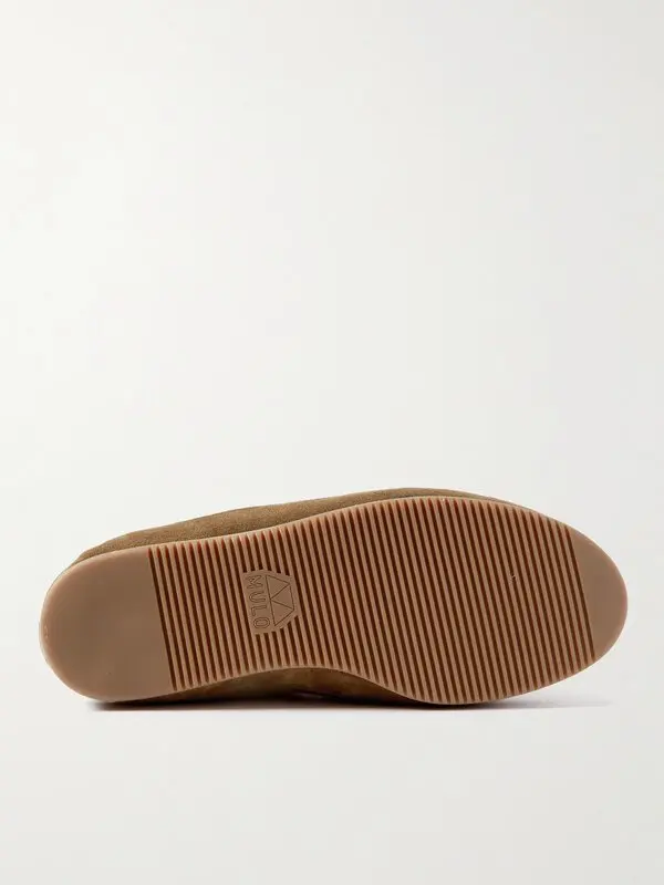 Mulo Suede-trimmed Shearling-lined Recycled-wool Slippers - Brown