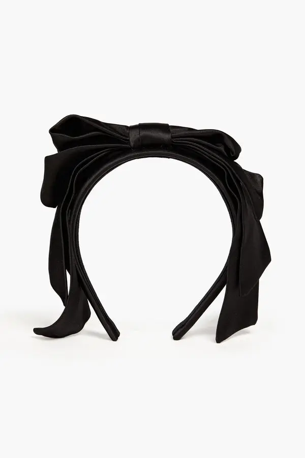 RED Valentino Headband With Bow Red Valentino Studded Leather Headband W/ Bow In Black  main image 4