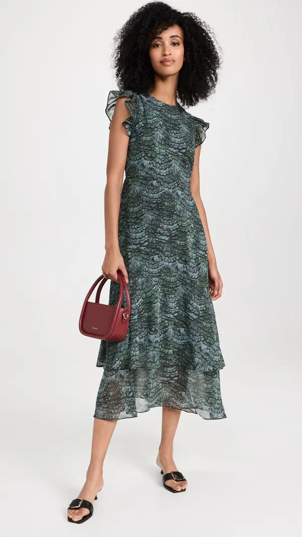 scotch and soda green dress Tiered Poplin Midi Dress – Scotch & Soda main image 1