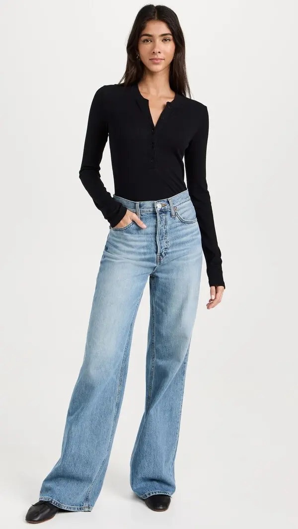 Cotton Citizen Long Sleeve Henley - Jet Black
