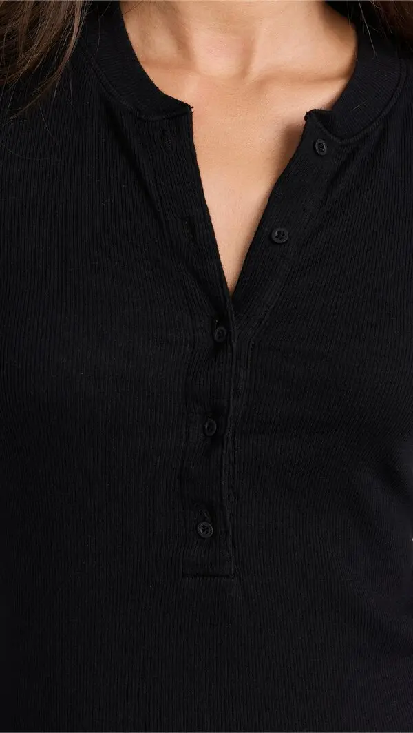 Cotton Citizen Long Sleeve Henley - Jet Black