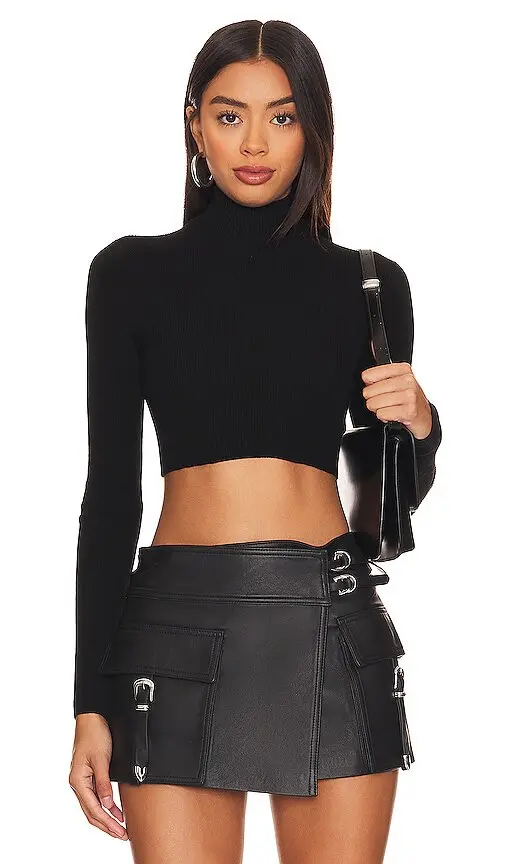 Nbd Cara Cropped Knit Mock Neck