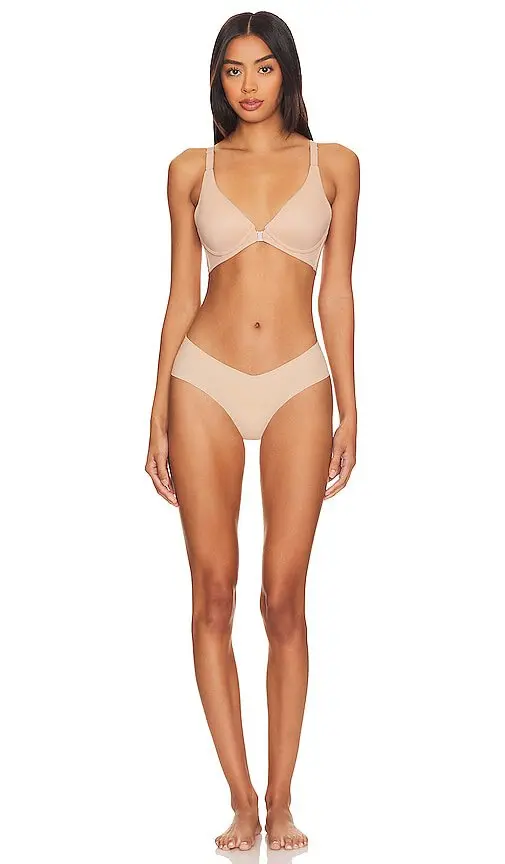 Spanx Spanxsmoothâ¢ Bra-llelujah!â® Adjustable Plunge Wireless Lift Bra In Beige - Toasted Oatmeal