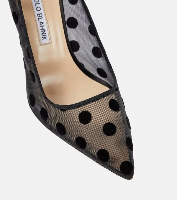 Manolo Blahnik Bbla Polka-dot Mesh Pumps