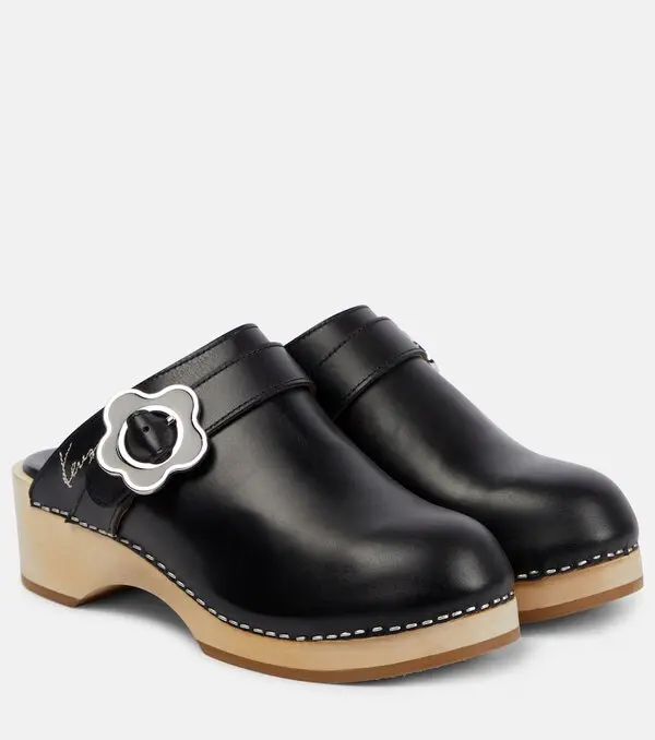 Kenzo Buckle-detail Leather Clogs