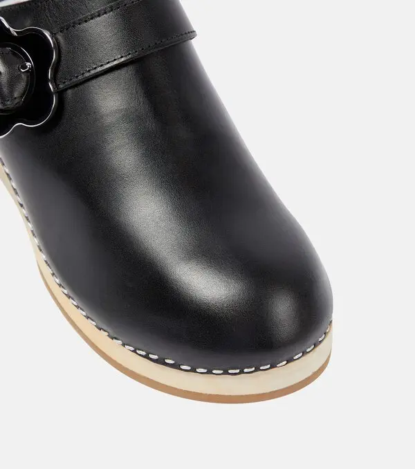 Kenzo Buckle-detail Leather Clogs