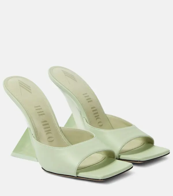 Attico Cheope Leather Mules - Green