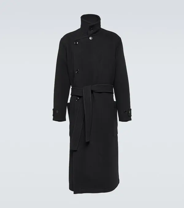 LEMAIRE Double-breasted Wool Coat - Black