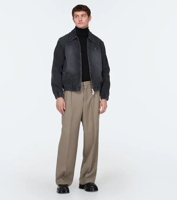 Ami Paris De Coeur Denim Bomber Jacket In Black - 30% Off