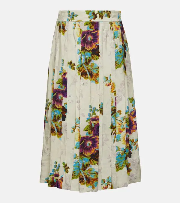 Tory Burch Floral Satin Midi Skirt