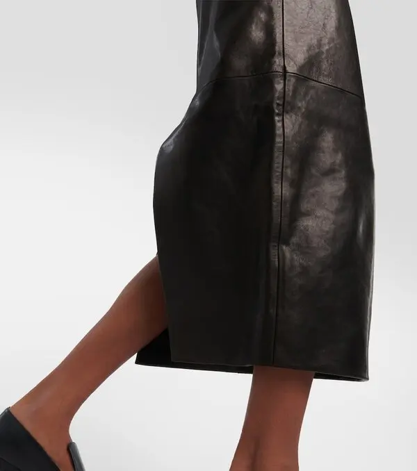 Khaite Loxley Leather Pencil Skirt - Black