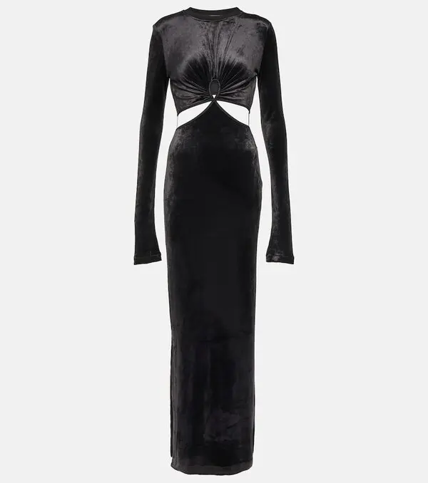 NENSI DOJAKA Cutout Velvet Maxi Dress - Black