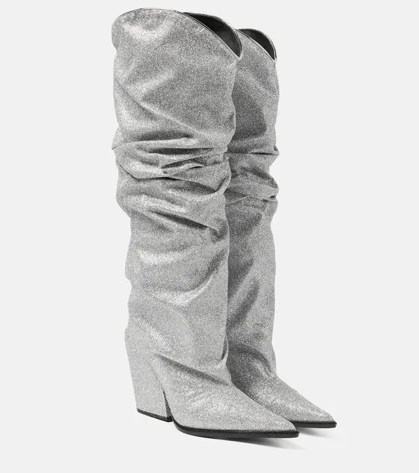Alexandre Vauthier Glitter Knee-high Boots - Silver