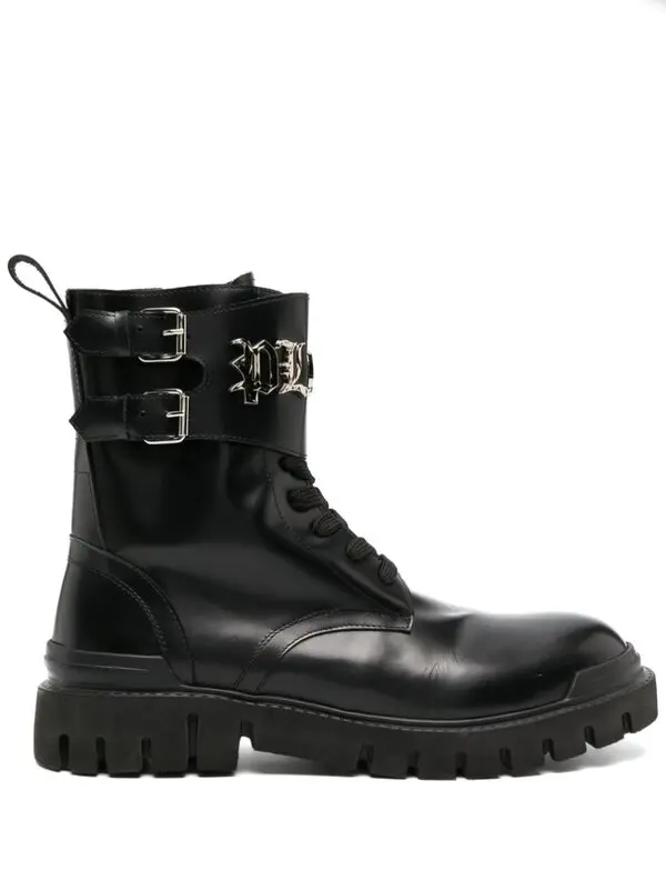 Philipp Plein Gothic Plein Leather Ankle Boots