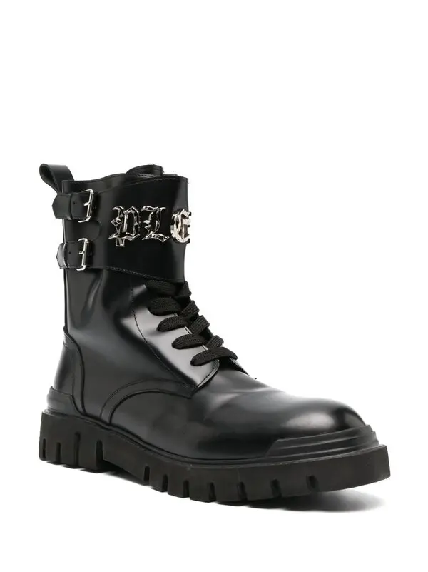 Philipp Plein Gothic Plein Leather Ankle Boots