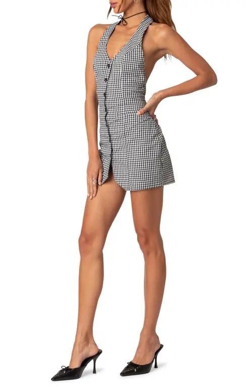 EDIKTED Narissa Gingham Halter Minidress