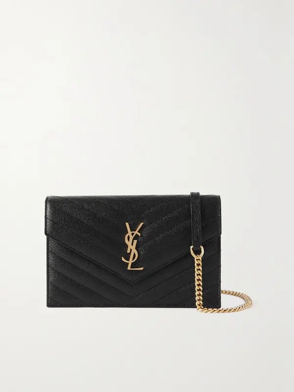 Saint Laurent Cassandre Envelope Chain Matelassé Shoulder Bag - Black