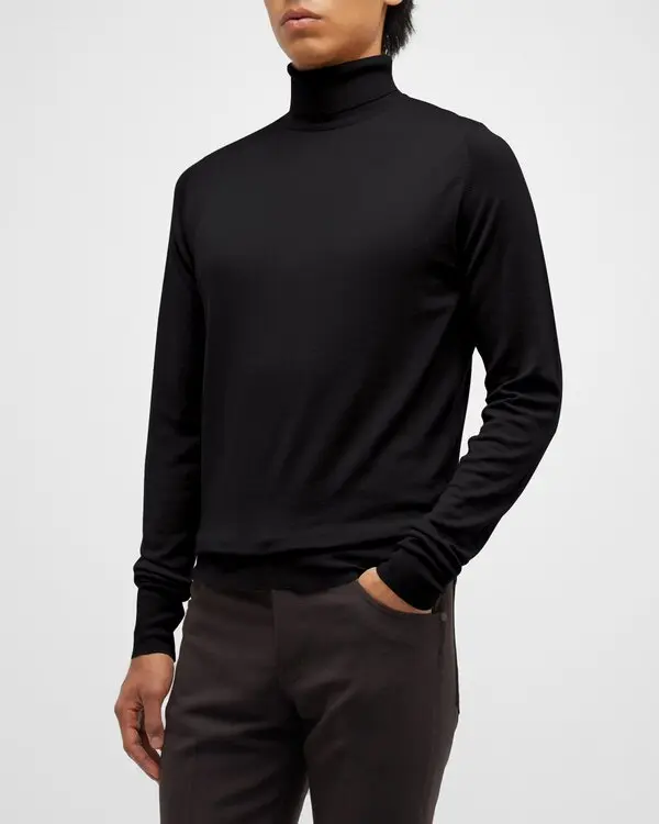 John Smedley Richards Wool Turtleneck Sweater - Black