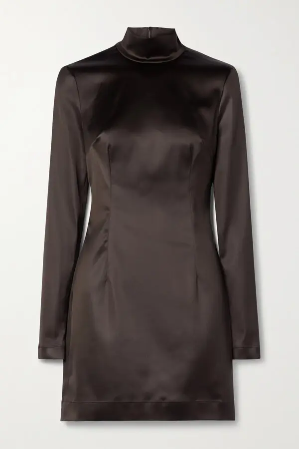 Dolce & Gabbana Coated Stretch-satin Mini Dress - Brown