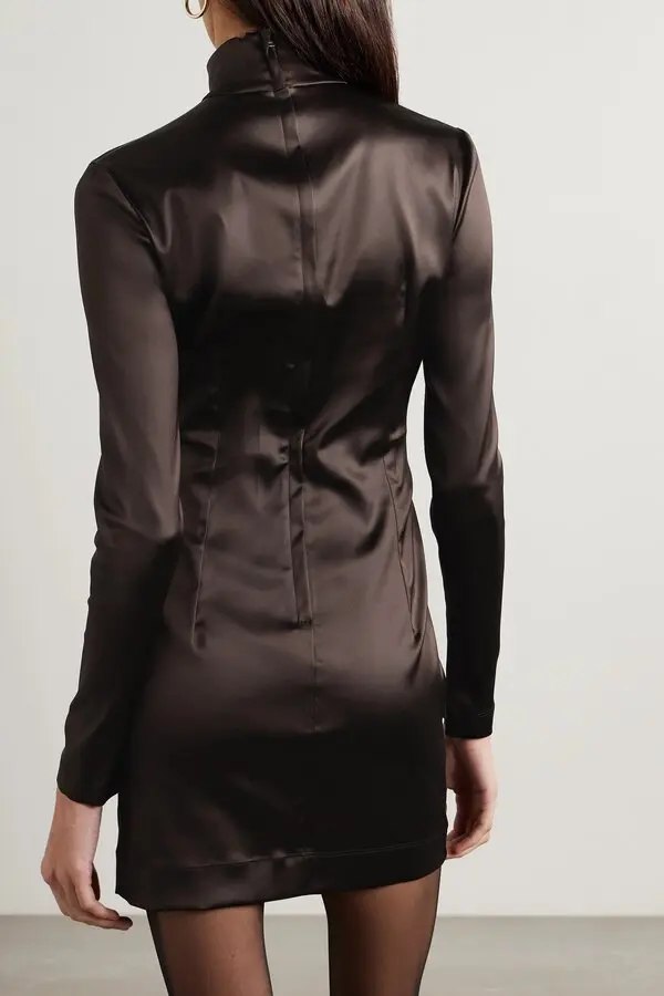 Dolce & Gabbana Coated Stretch-satin Mini Dress - Brown