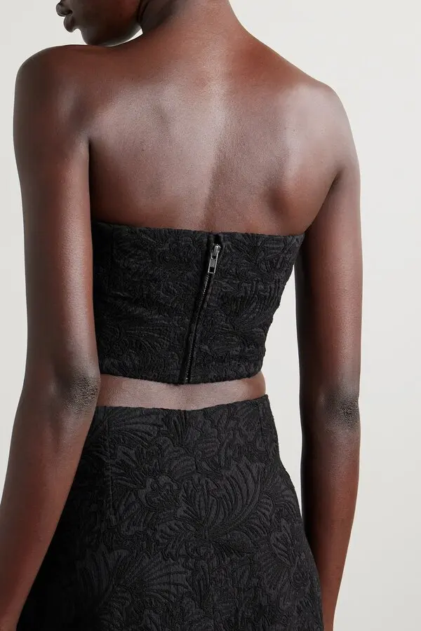 Mara Hoffman Net Sustain Liya Cropped Strapless Embroidered Organic Cotton  Bustier Top In Black - 70% Off | Editorialist