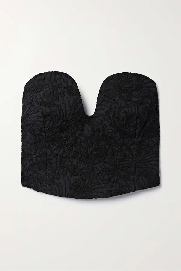 Mara Hoffman Net Sustain Liya Cropped Strapless Embroidered Organic Cotton Bustier Top