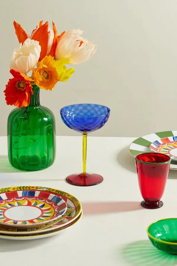 Dolce & Gabbana Color-block Murano Champagne Glass - Blue
